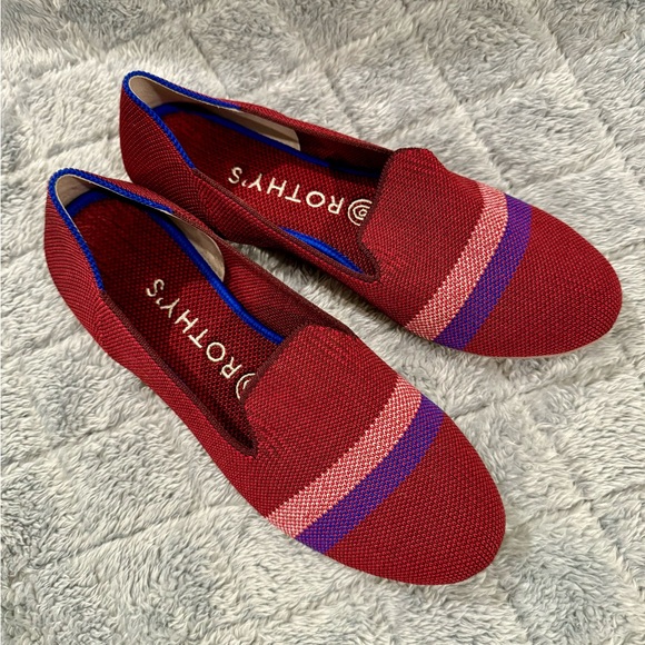 Rothy's | Shoes | Rothys Rare Garnet Red Reflective Stripe Loafer Slip ...